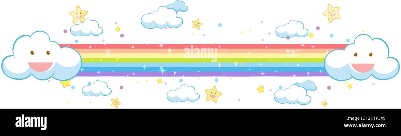 Colorful pastel rainbow with clouds illustration Stock Vector Image ...