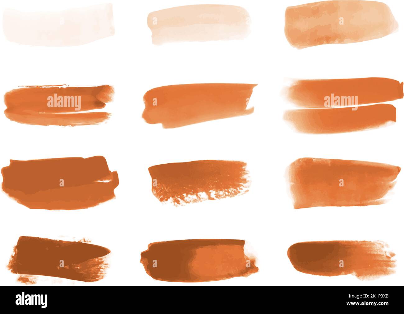Set of orange watercolor brush stroke illustration Stock Vector Image ...