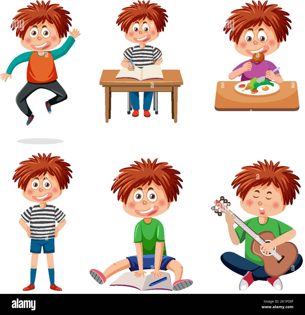 Set of boy doing different activities illustration Stock Vector Image ...