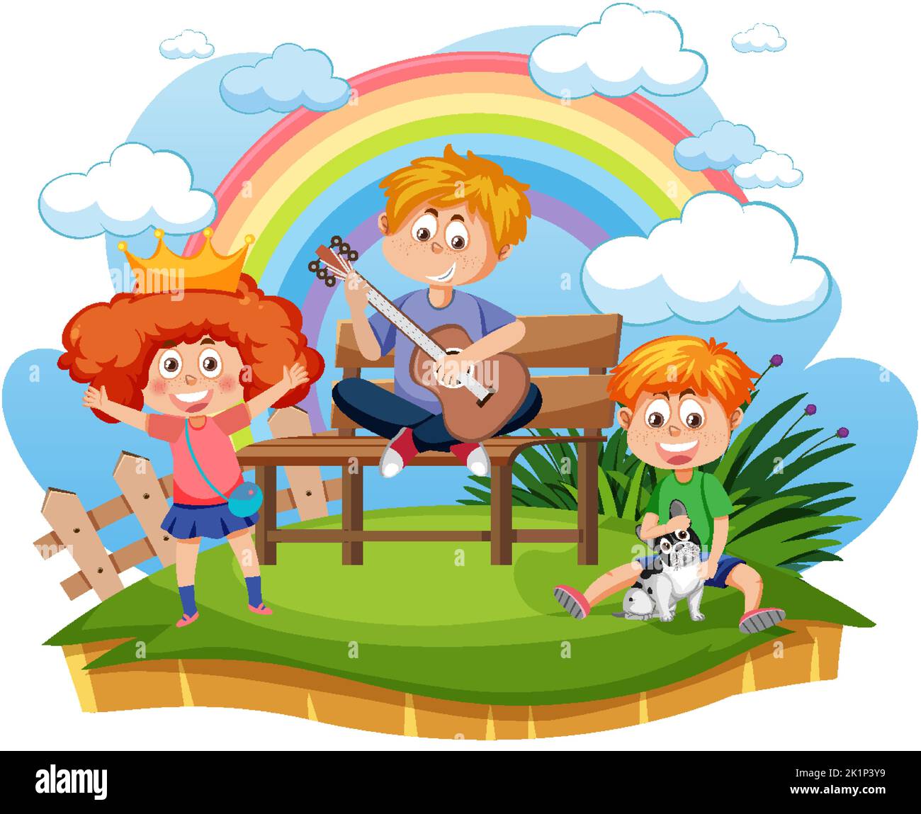 Three happy kids cartoon character illustration Stock Vector Image ...