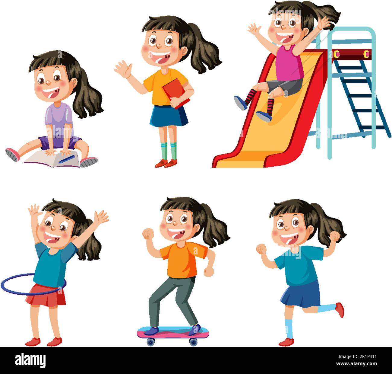 Children doing different activities set illustration Stock Vector Image ...