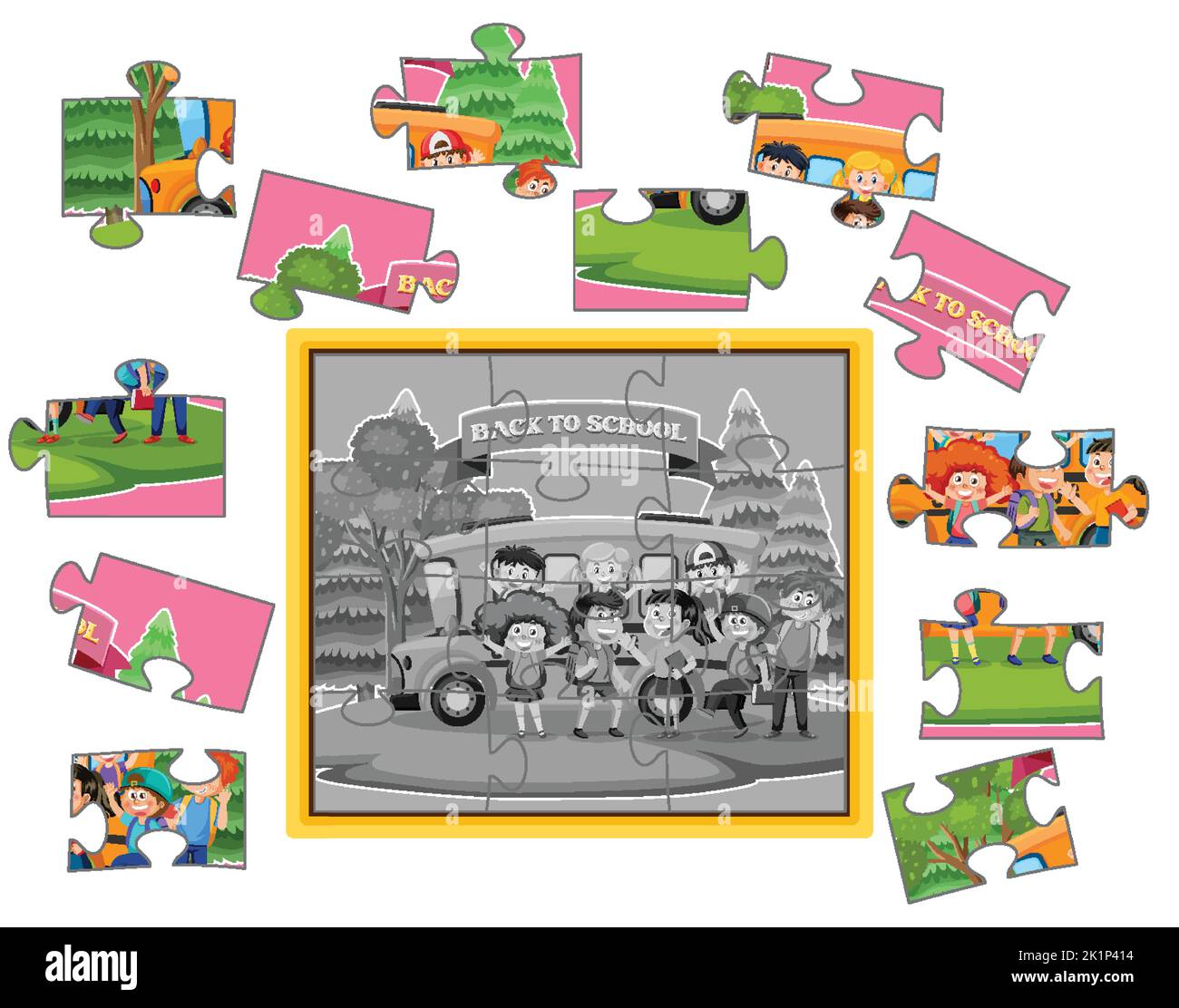 Photo jigsaw puzzle game template illustration Stock Vector Image & Art ...