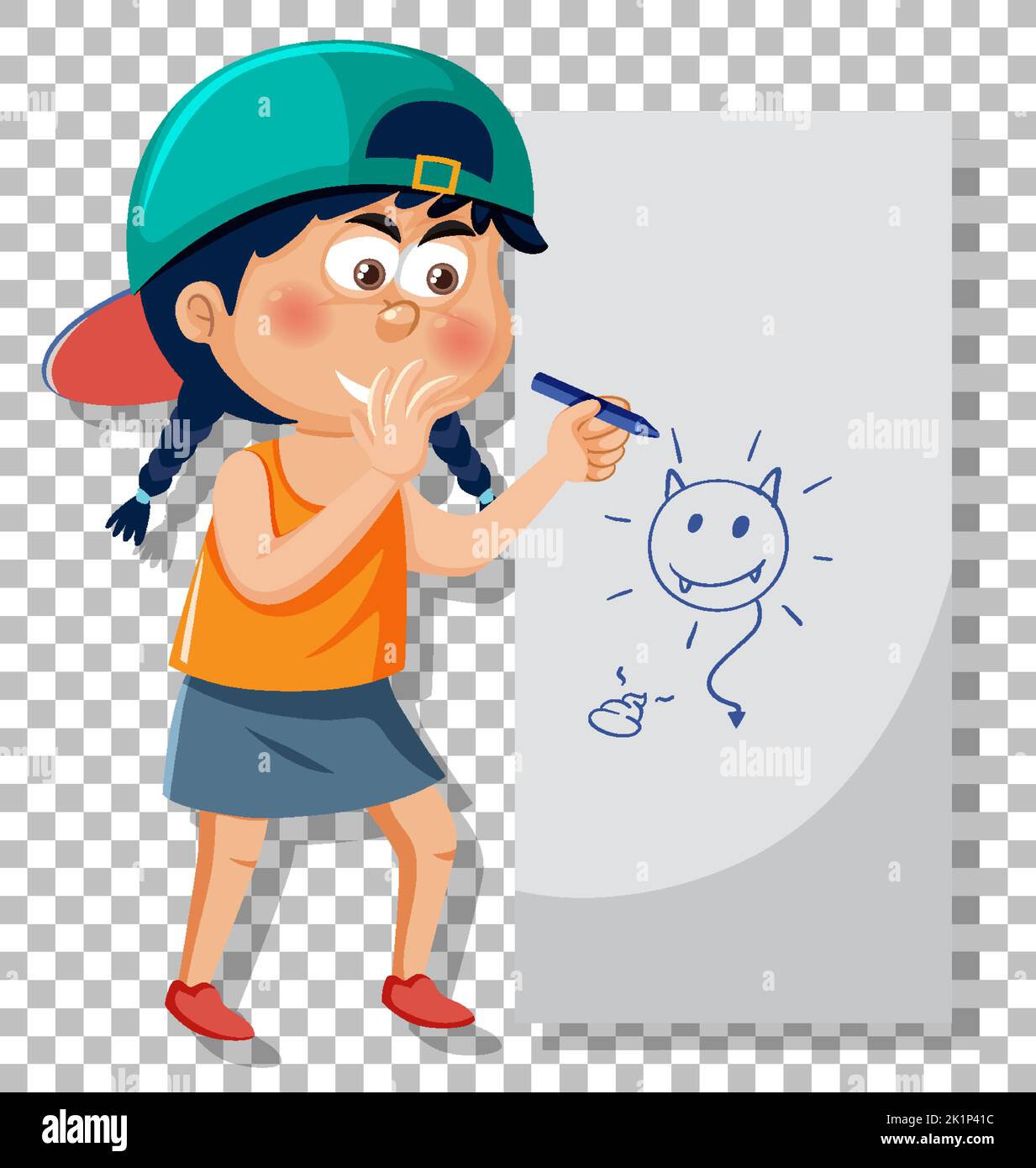 A girl drawing on blank paper illustration Stock Vector Image & Art - Alamy