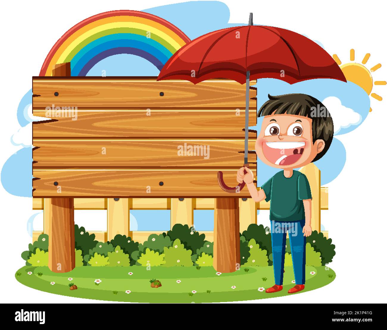 Empty board template with cartoon character illustration Stock Vector ...