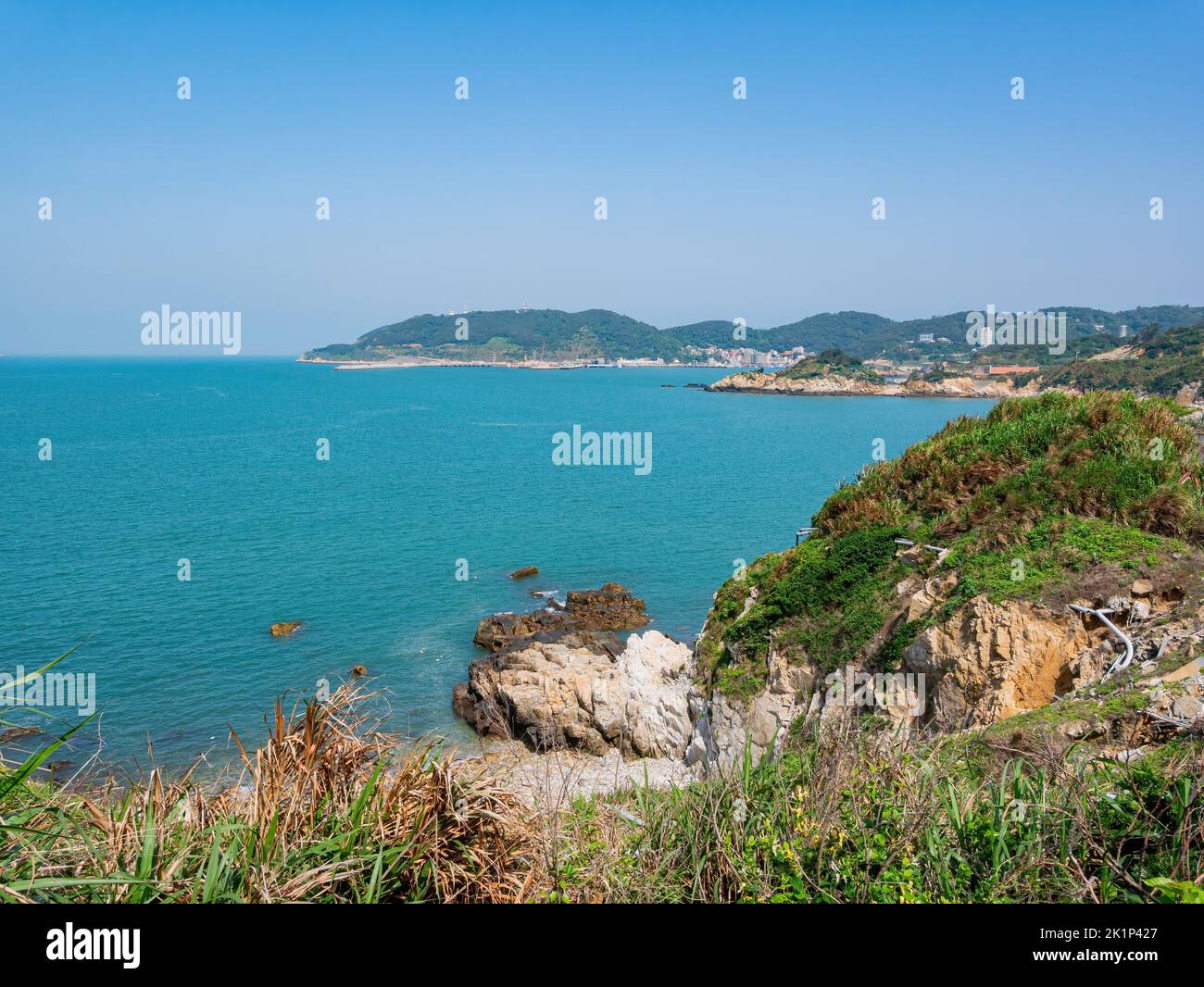 Sunny view of landscape of the Nangan Township shore at Matsu, Taiwan ...