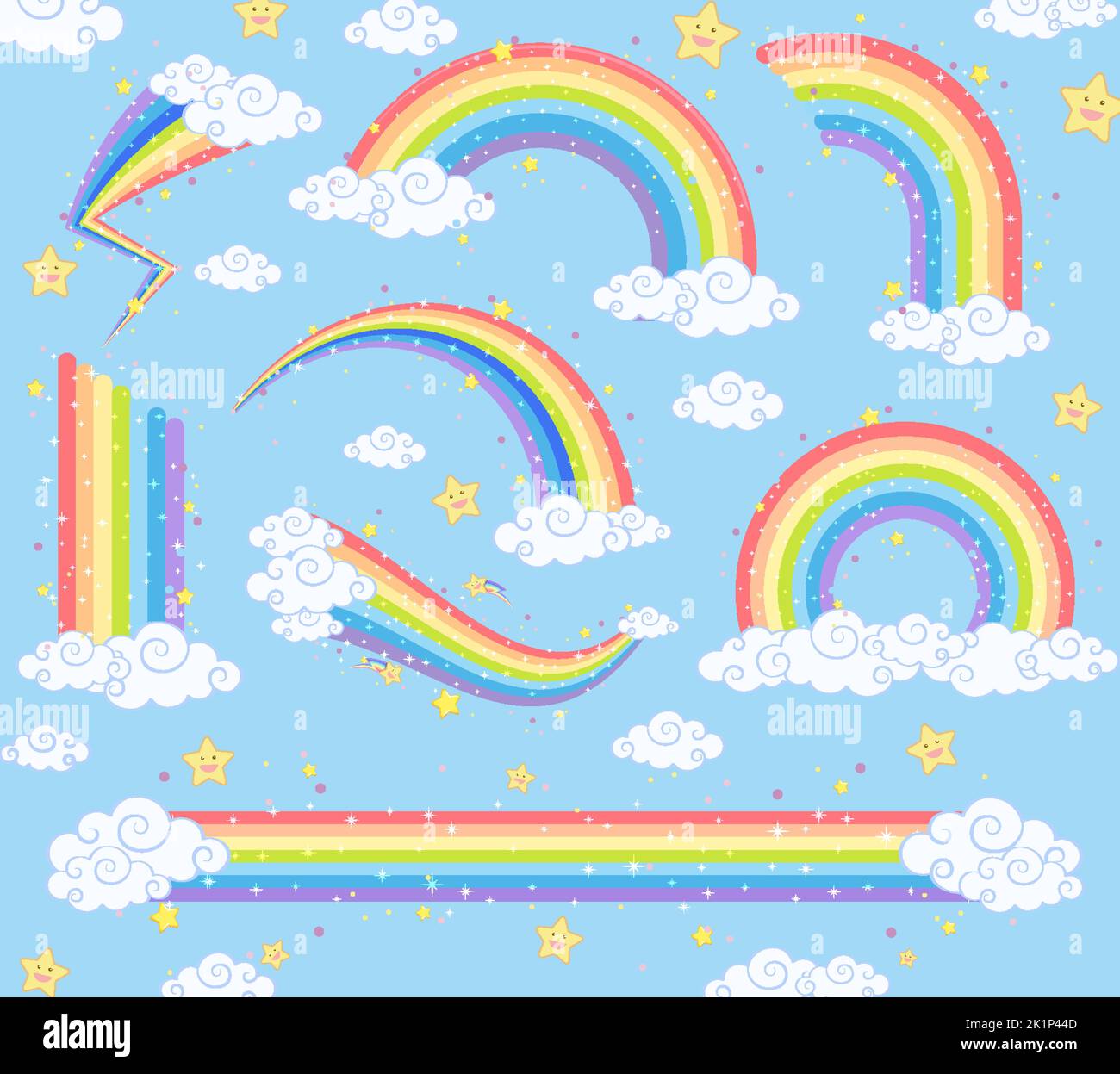 Different shapes of rainbow set illustration Stock Vector Image & Art ...