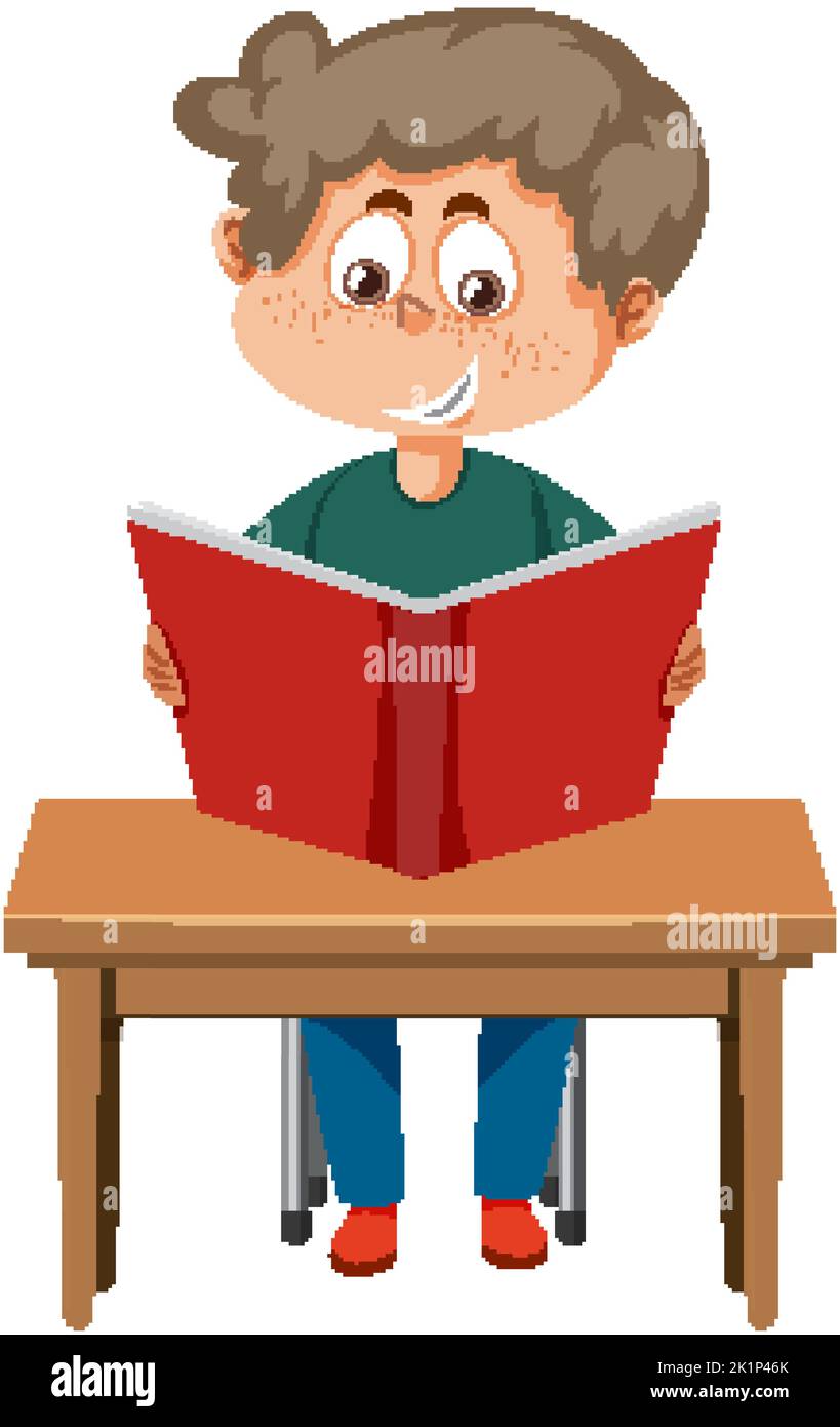 A boy study on the desk illustration Stock Vector Image & Art - Alamy