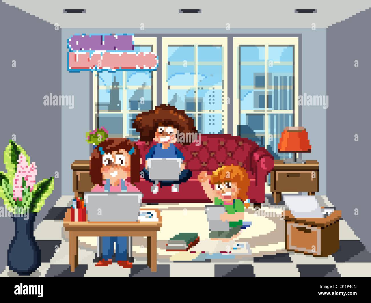 Online learning at home illustration Stock Vector Image & Art - Alamy