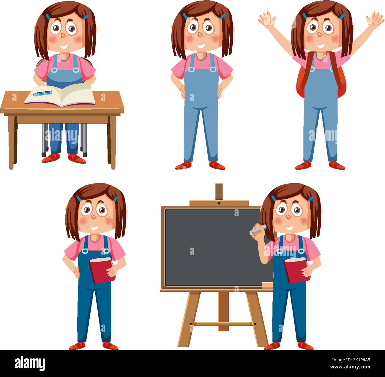 Set of girl doing different activities illustration Stock Vector Image ...