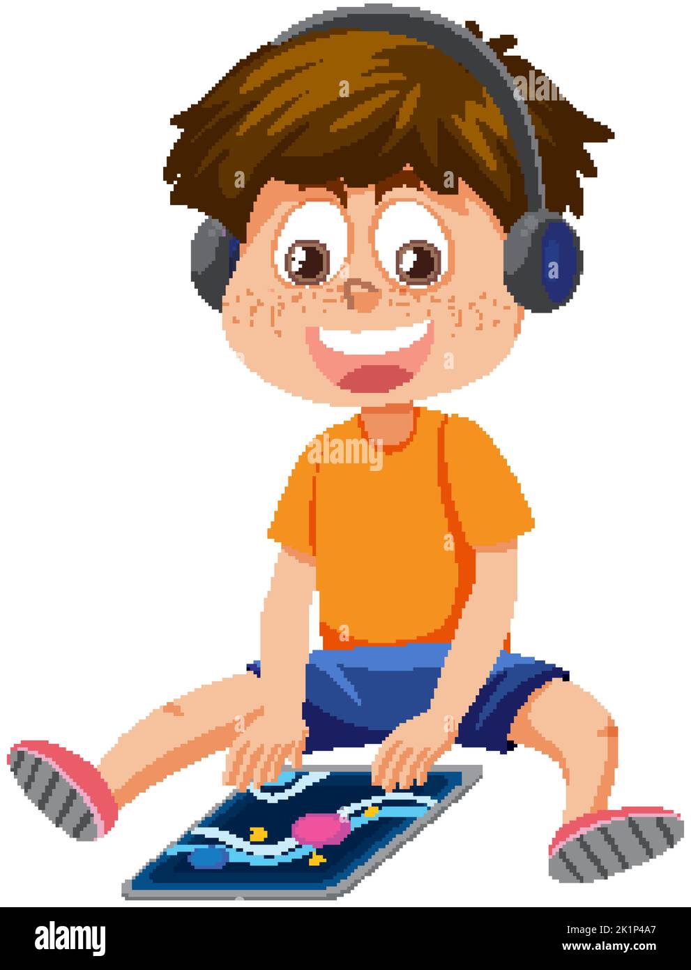 Happy boy using tablet illustration Stock Vector Image & Art - Alamy