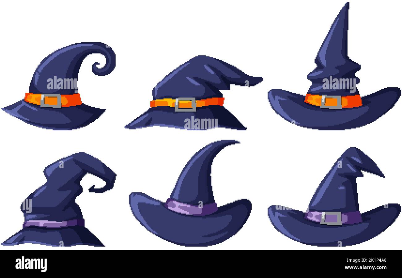 Set of witch hat on white background illustration Stock Vector Image ...