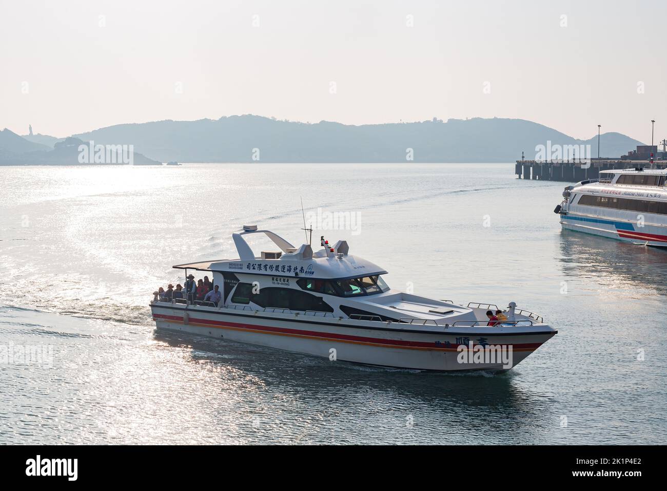 Matsu, MAY 2 2014 - Ship was approaching the Nangan Fuao Harbor Stock ...