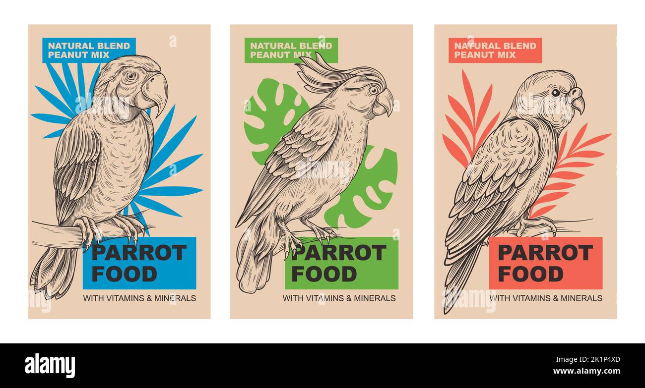 Pet bird food packaging design set Stock Vector Image & Art - Alamy
