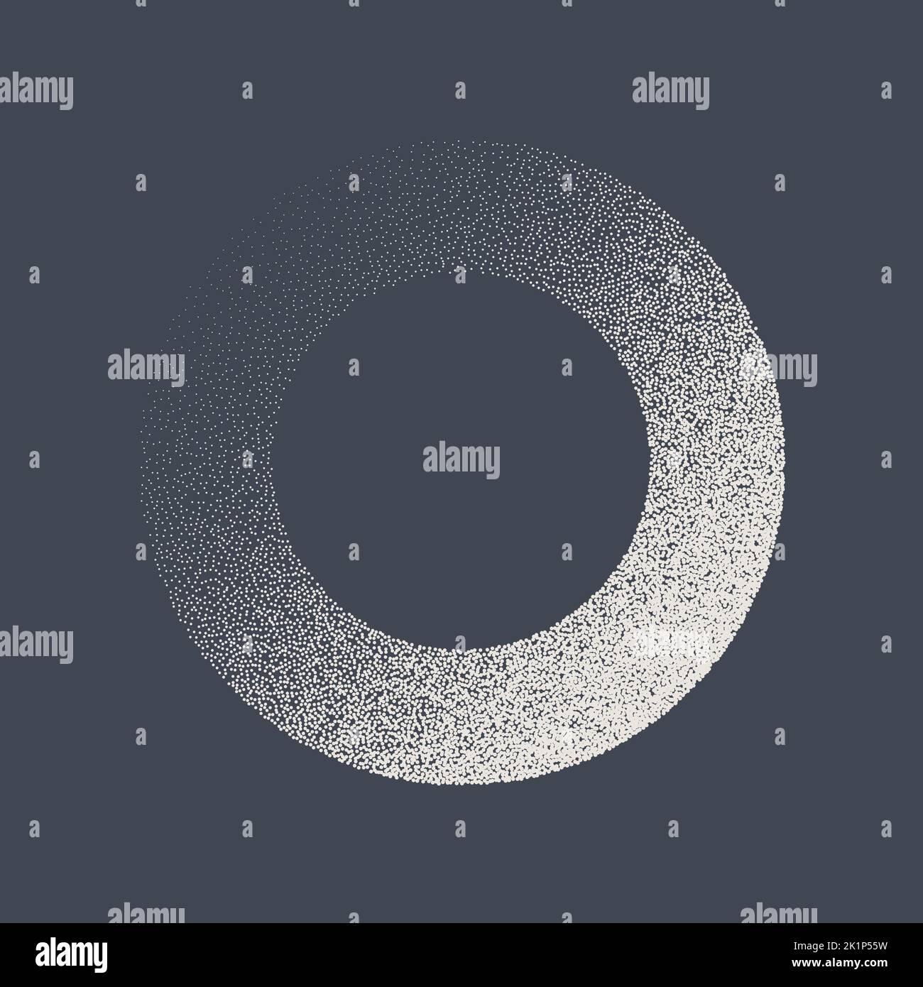 Round shaped dotted object, stipple elements. Fading gradient ...