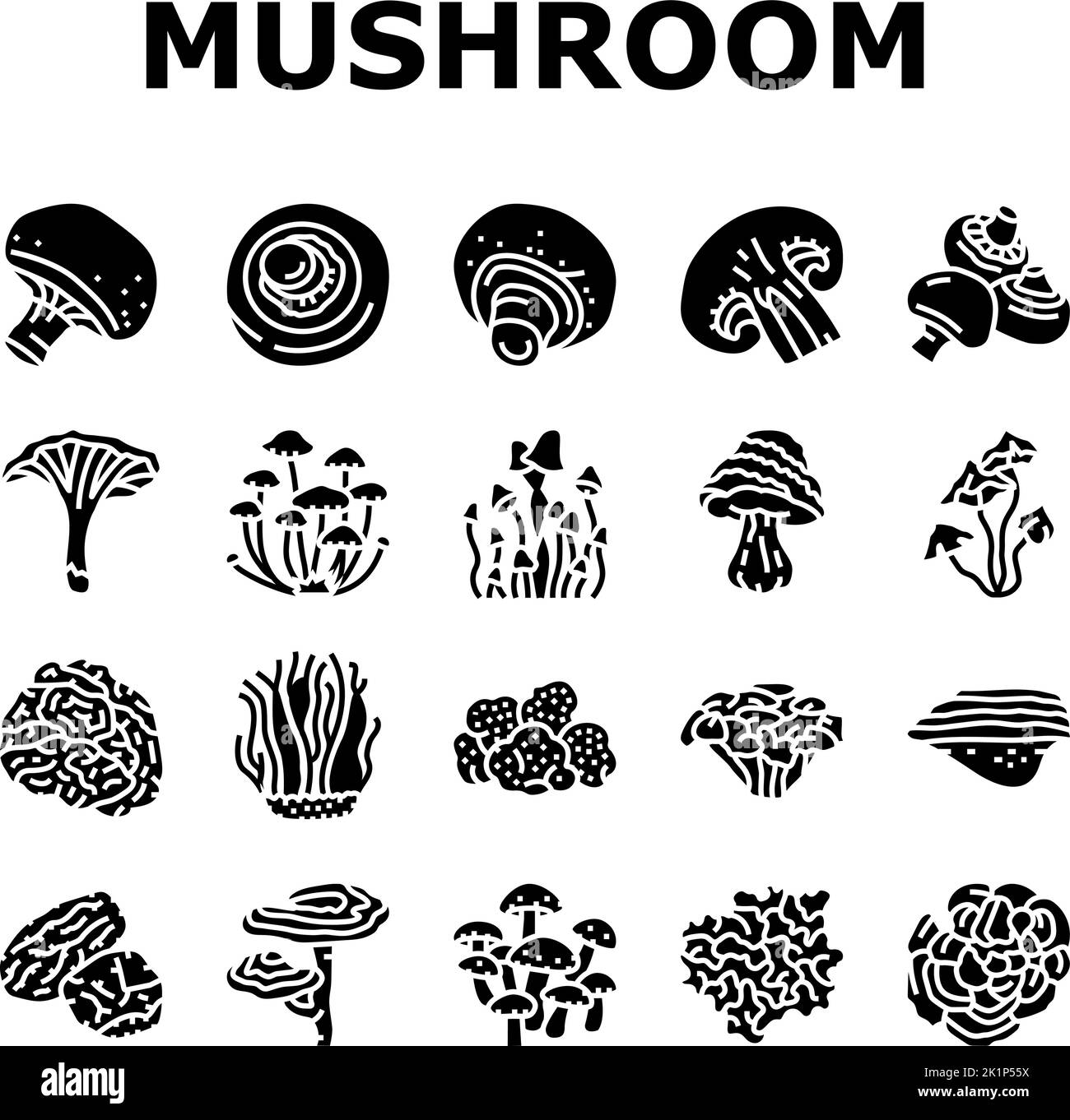 mushroom food forest fungi icons set vector Stock Vector Image & Art ...