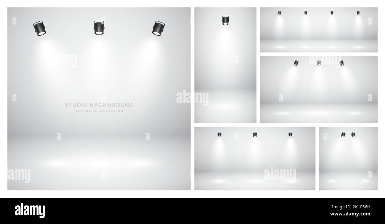 Empty gray studio abstract backgrounds with spotlights. Product ...