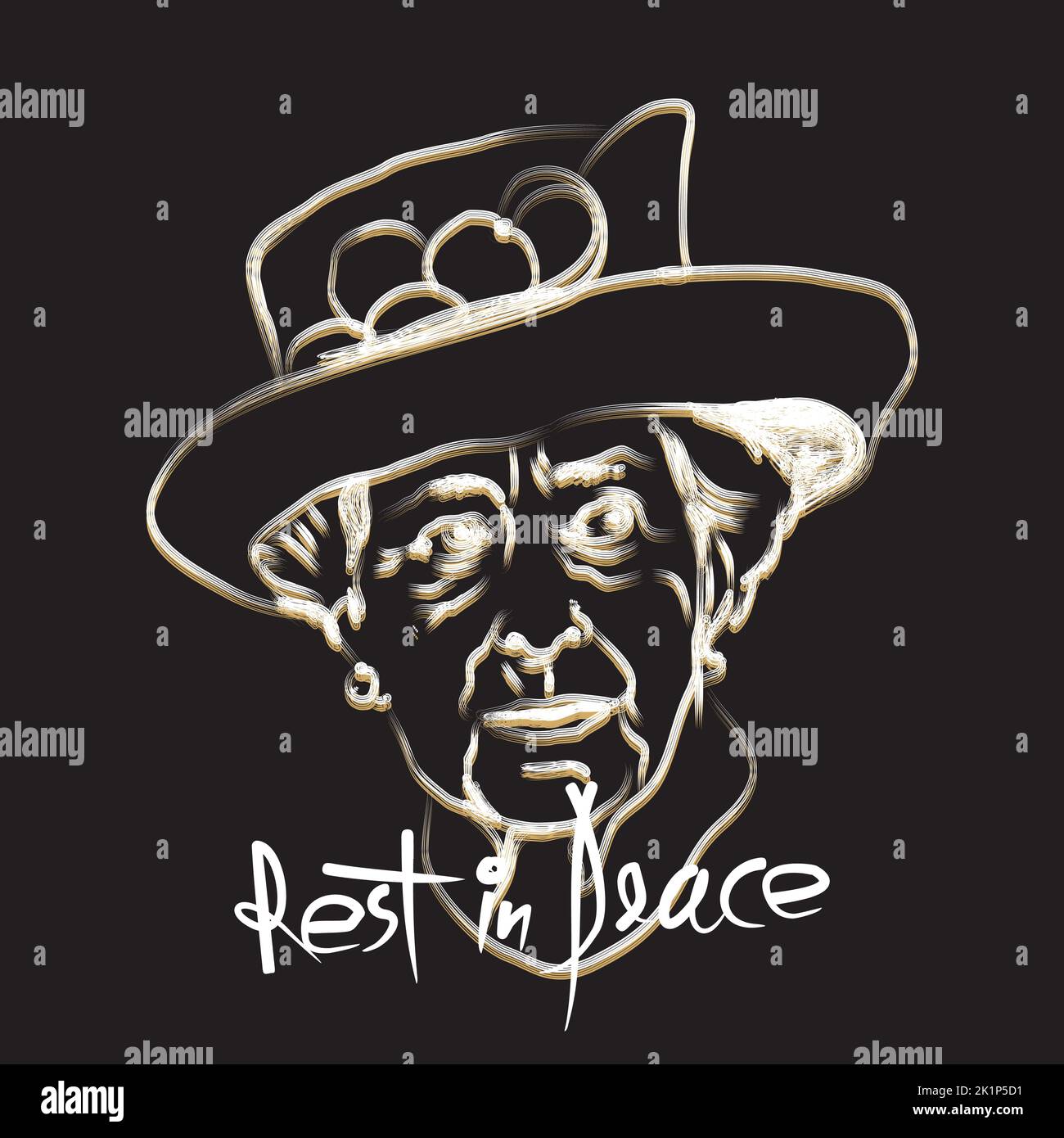 British queen Elizabeth hand sketch, rest in peace september 2022 Stock ...