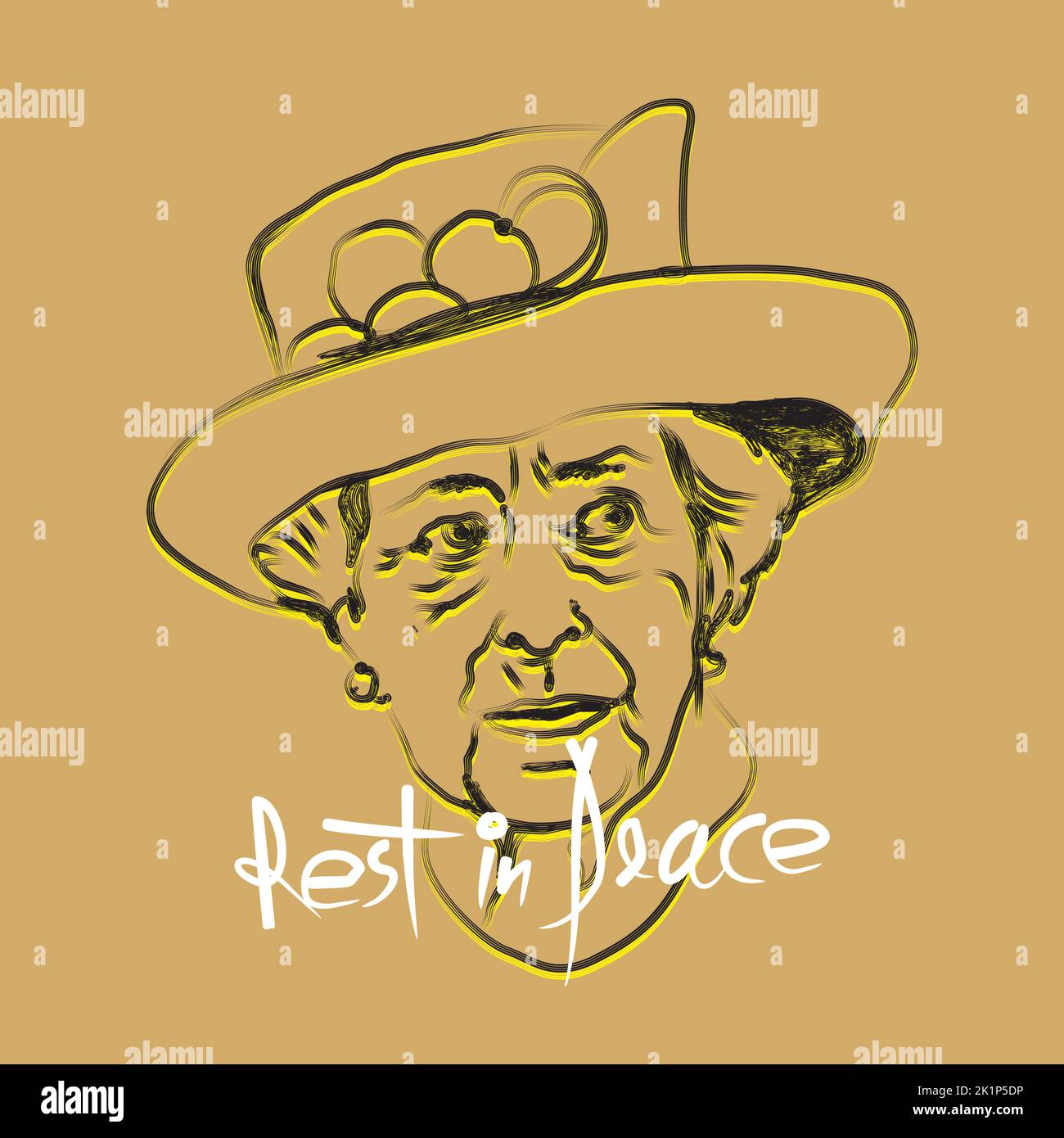 British queen Elizabeth hand sketch, rest in peace september 2022 Stock ...