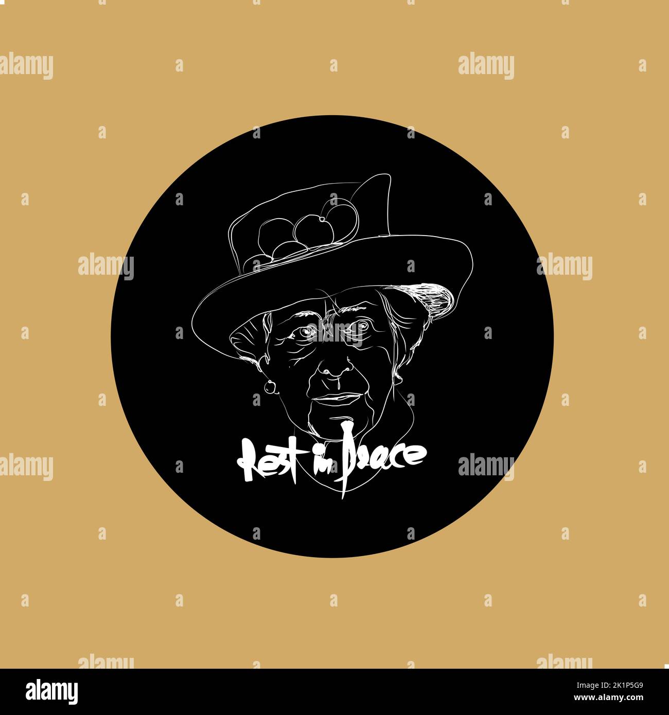 British queen Elizabeth hand sketch, rest in peace september 2022 Stock ...