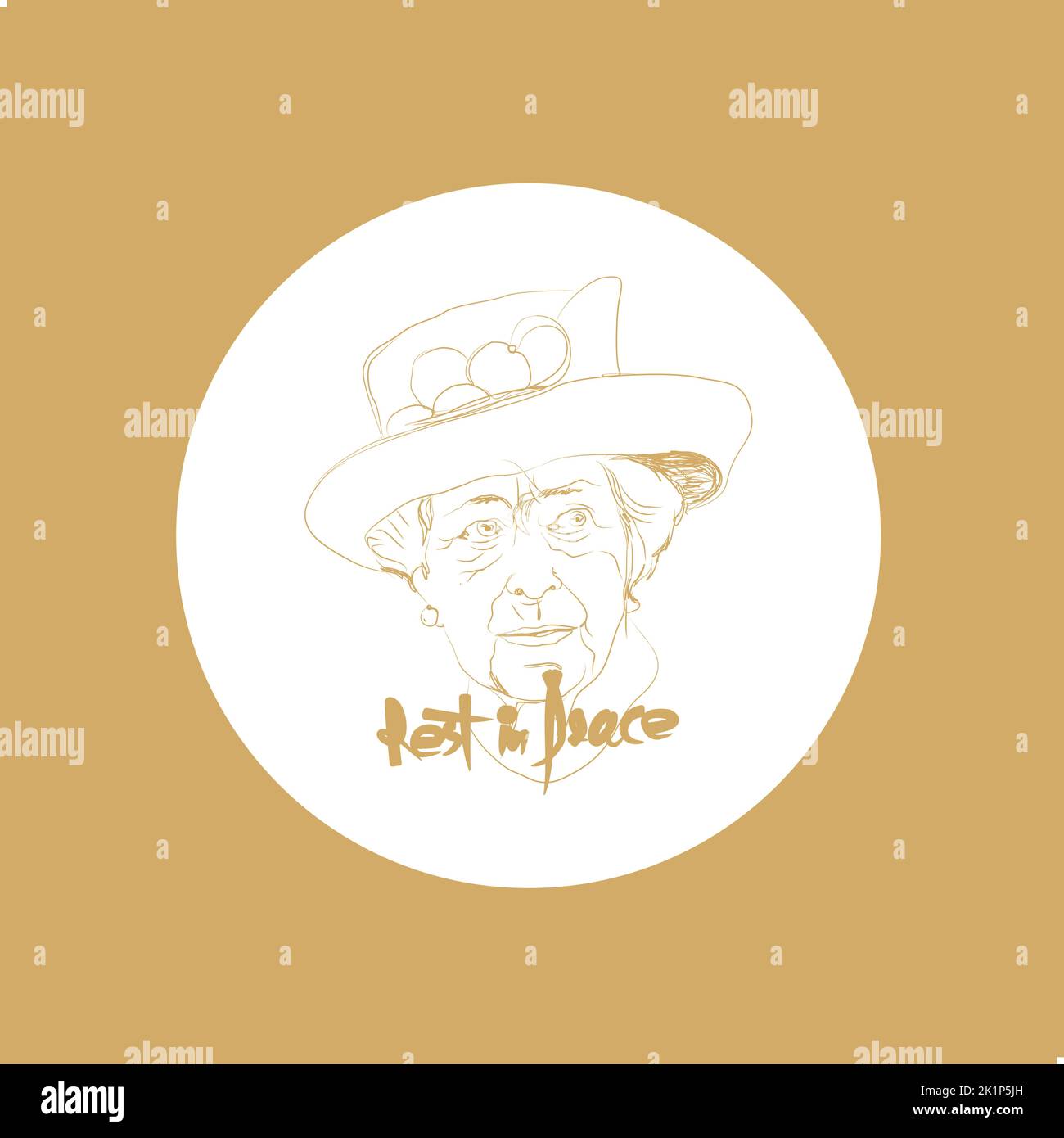 British queen Elizabeth hand sketch, rest in peace september 2022 Stock ...