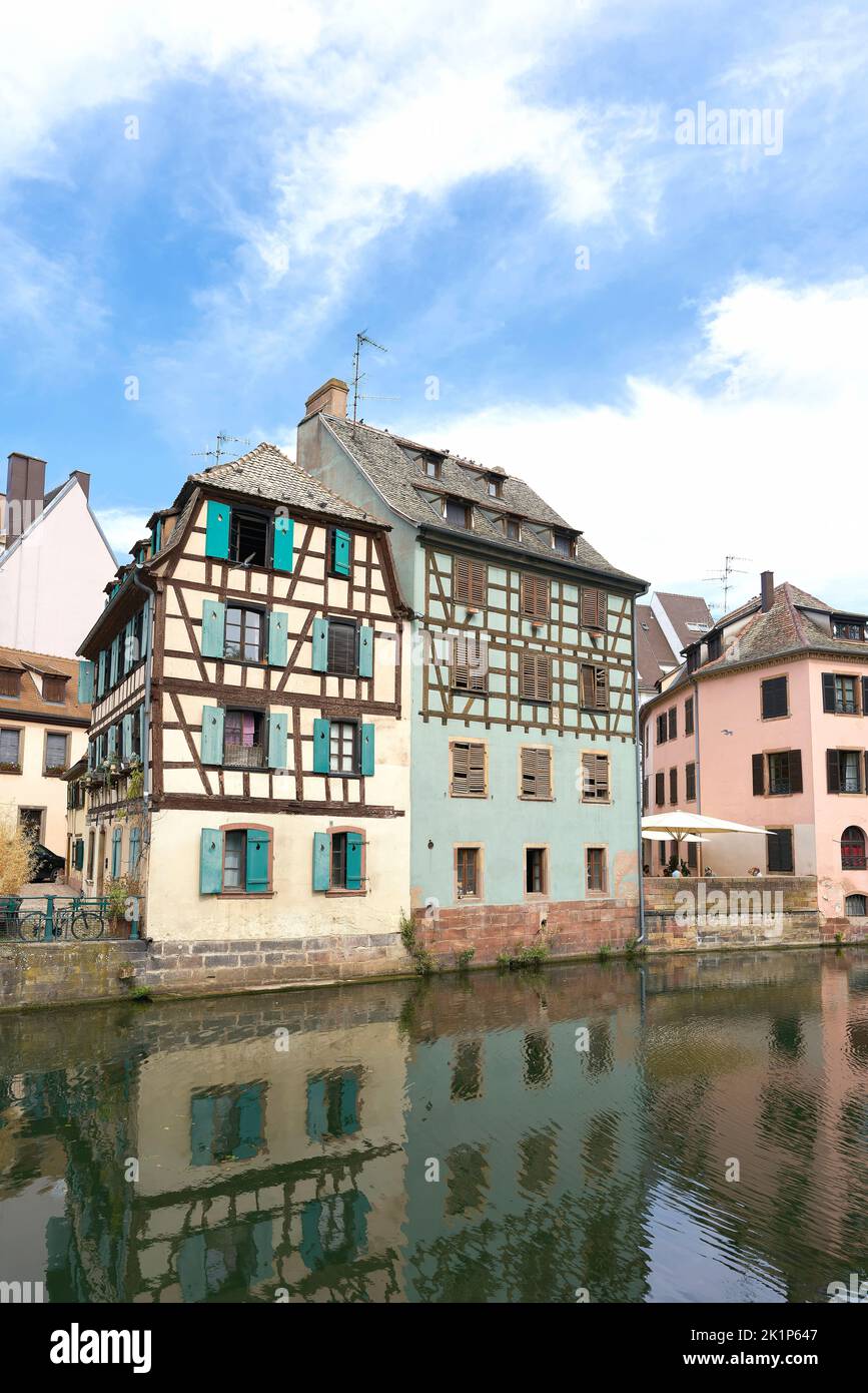 historic half-timbered houses in the picturesque medieval old town of ...