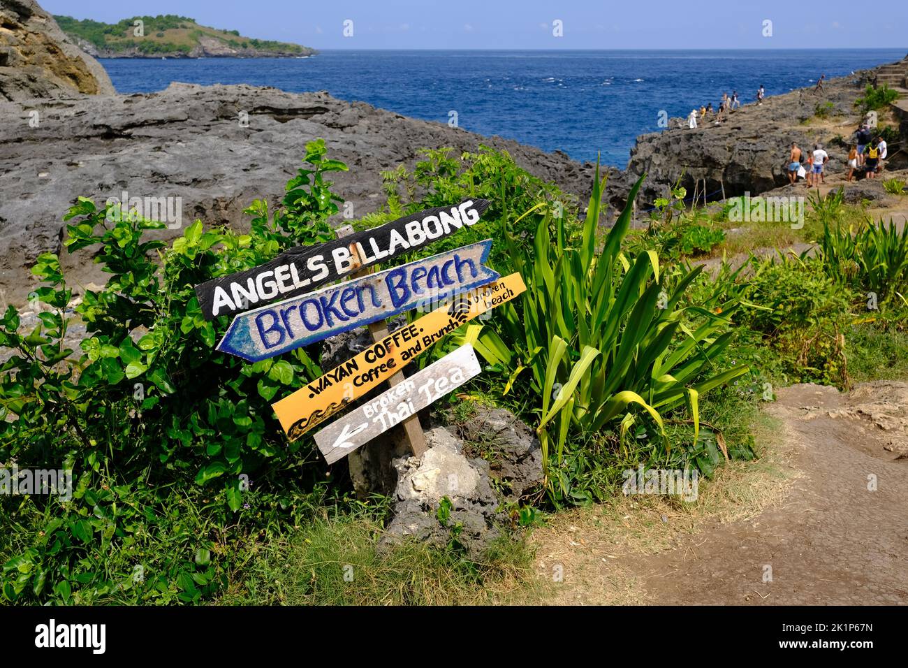 Indonesia Penida Island - Angel Billabong - Signpost Stock Photo - Alamy