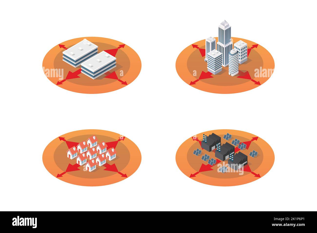Isometric district zoning urbanization. City expand concept. vector illustration Stock Vector ...