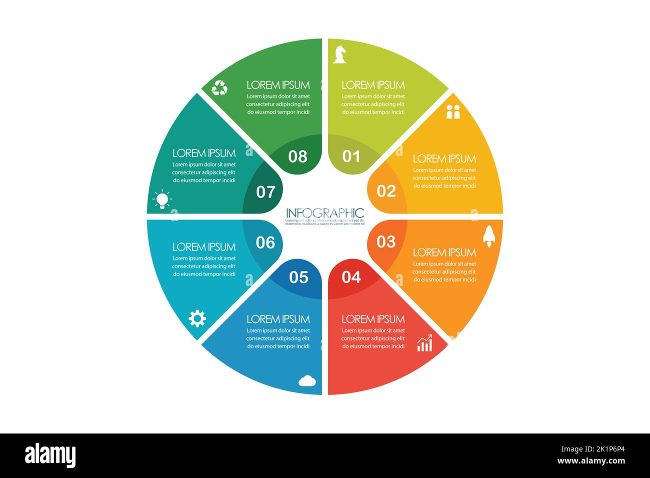 Circle infographic eight steps template. Vector illustration Stock ...