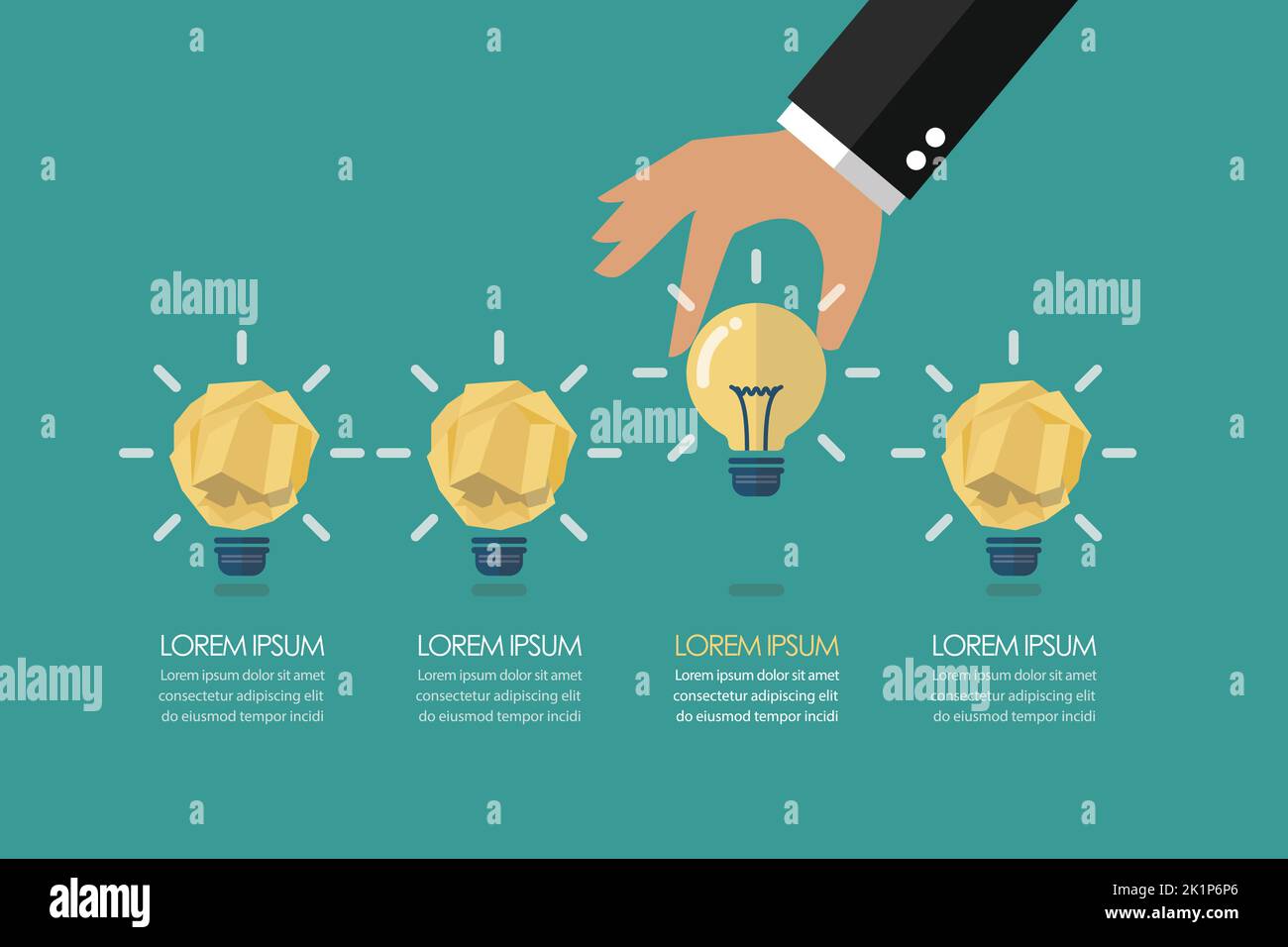 Hand picking up the perfect idea among the crumpled paper ideas ...
