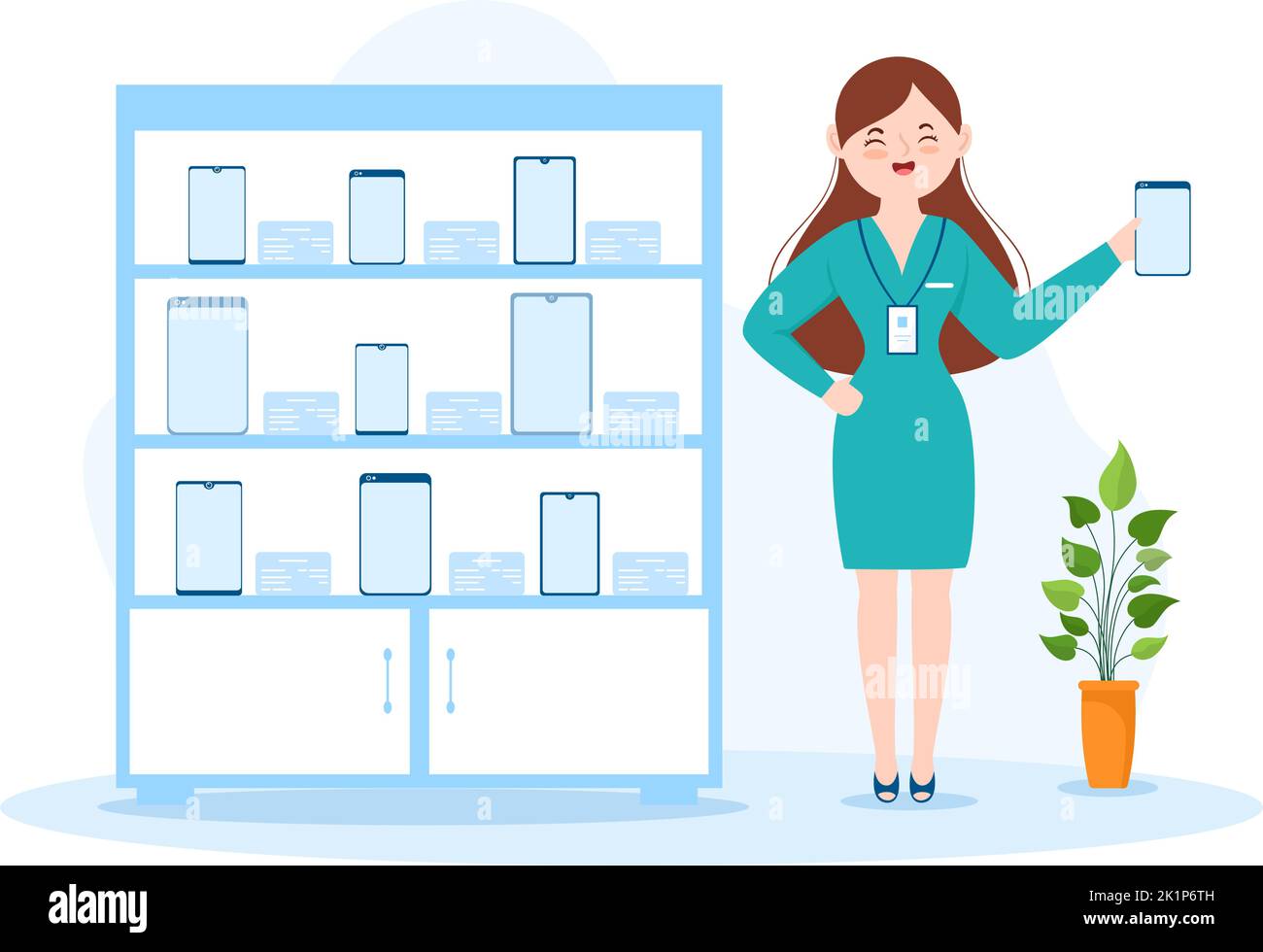 Mobile Phone Store Template Hand Drawn Cartoon Flat Illustration with ...