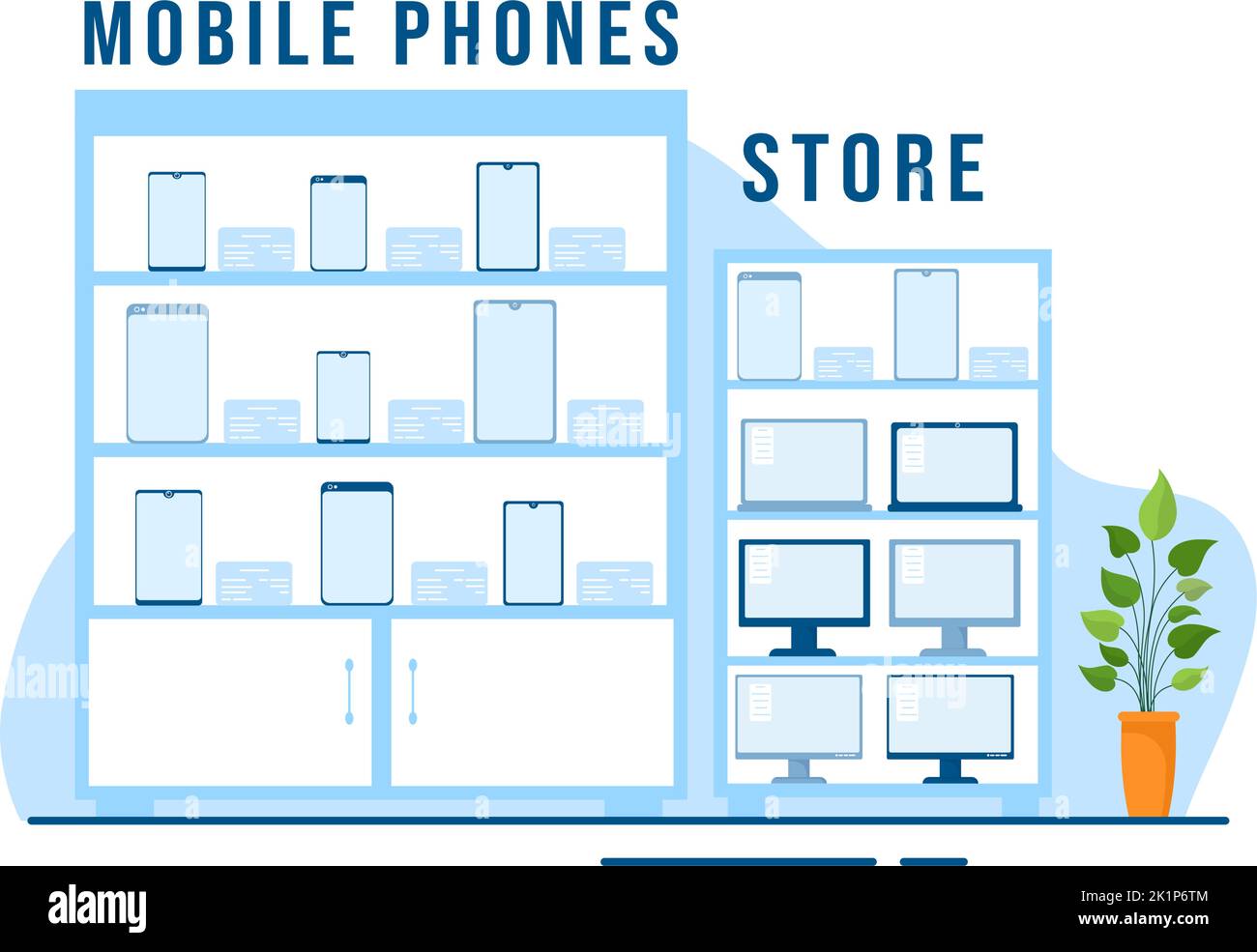 Mobile Phone Store Template Hand Drawn Cartoon Flat Illustration with ...
