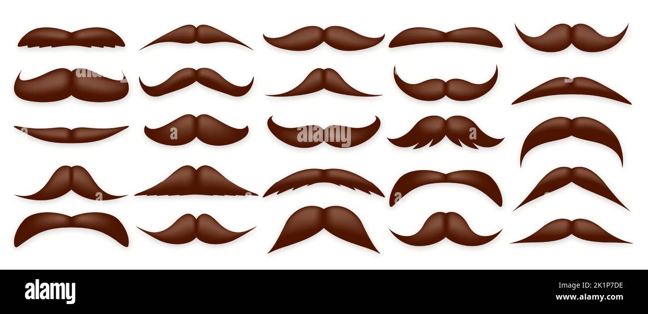 Various Brown Mustache Collection Vintage Retro Mustaches Facial
