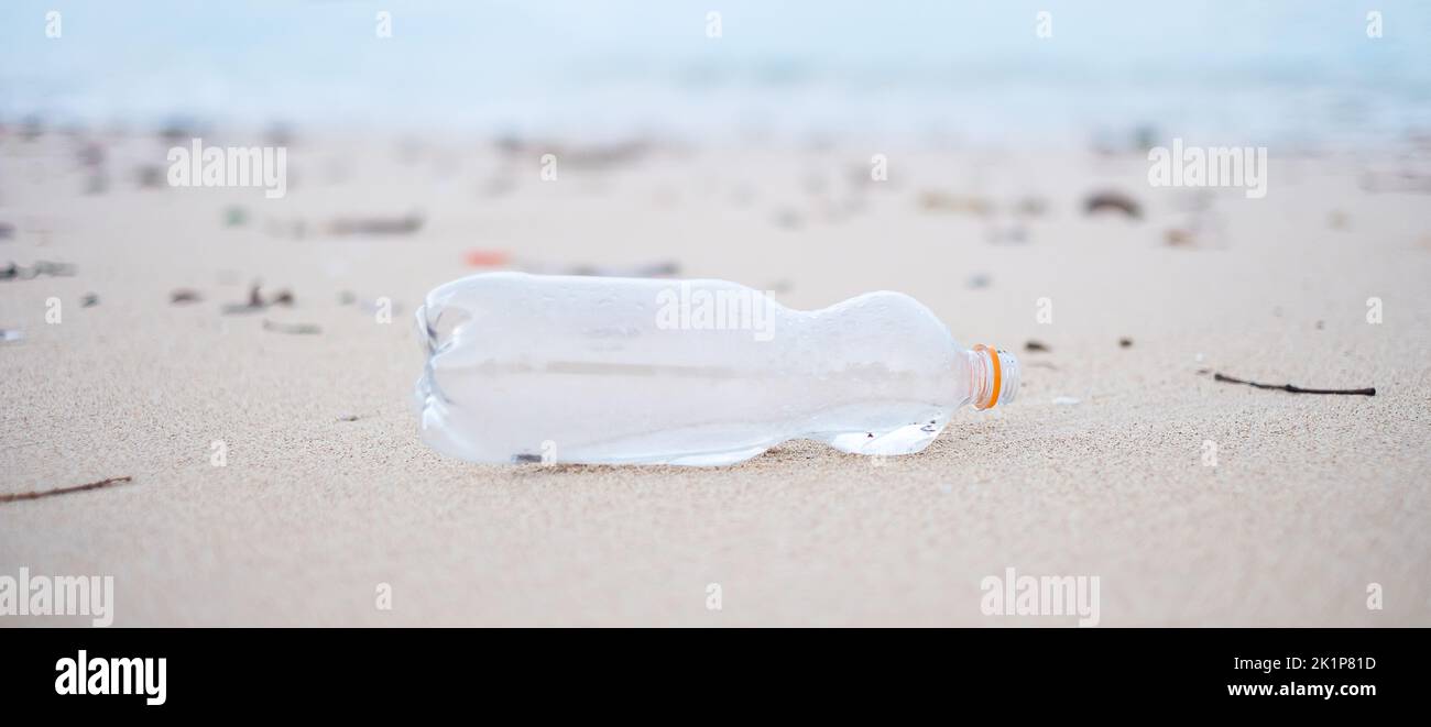 plastic Bottle garbage on the beach. Ecology, Environmental, pollution ...
