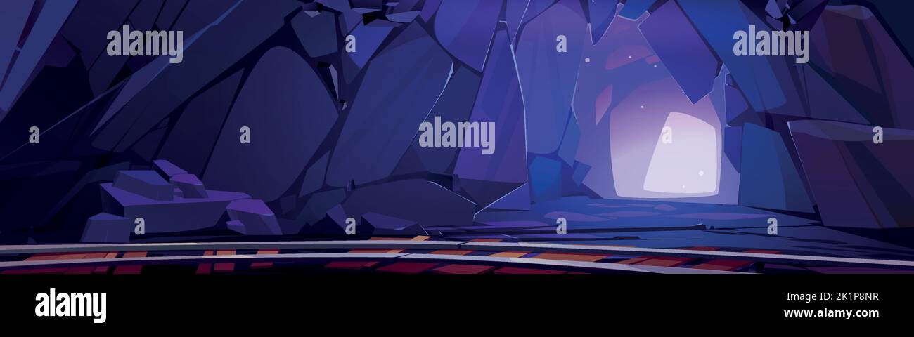 Mine tunnel with deposit of iron or coal inside. Mining cave in ...