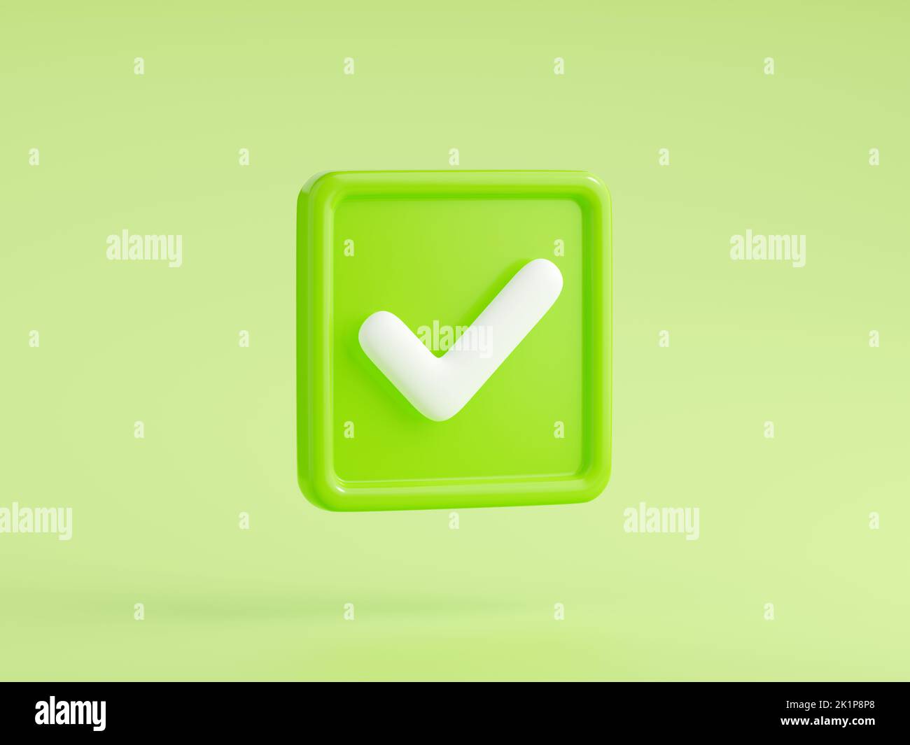 3d render tick, check mark isolated icon. Checklist button, approval ...