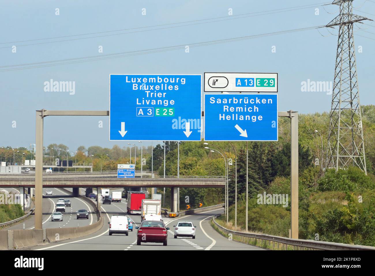 road sign of the French highway with directions to reach famous ...