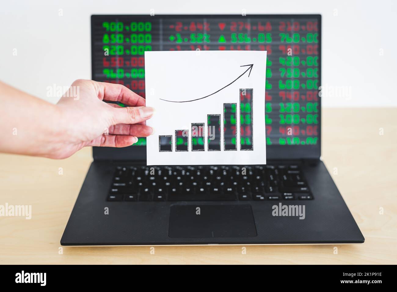 stock markets and financial investments concept, graph with positive ...