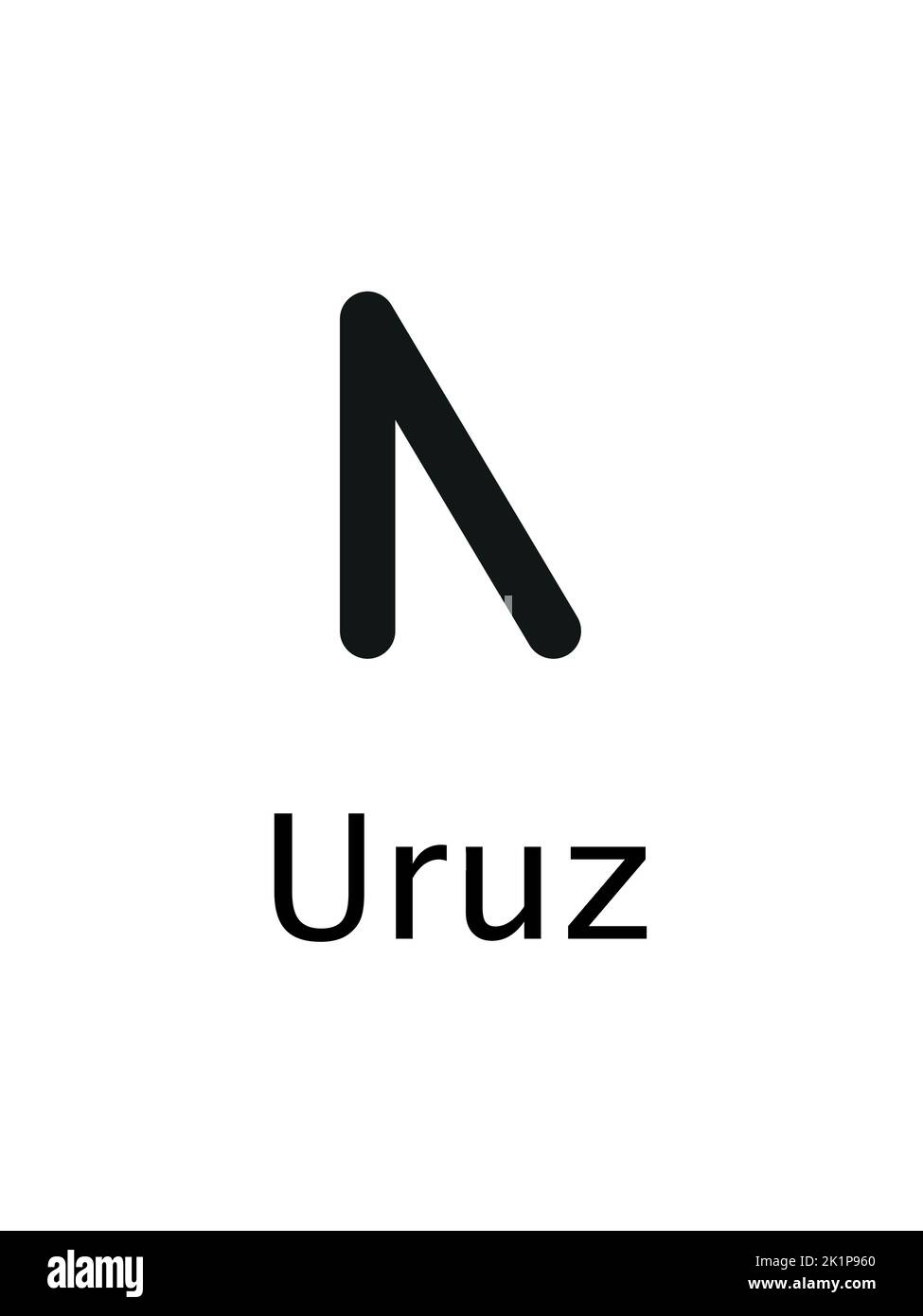 Uruz of Runes alphabet, futhark. Writing ancient Germans. Vector ...