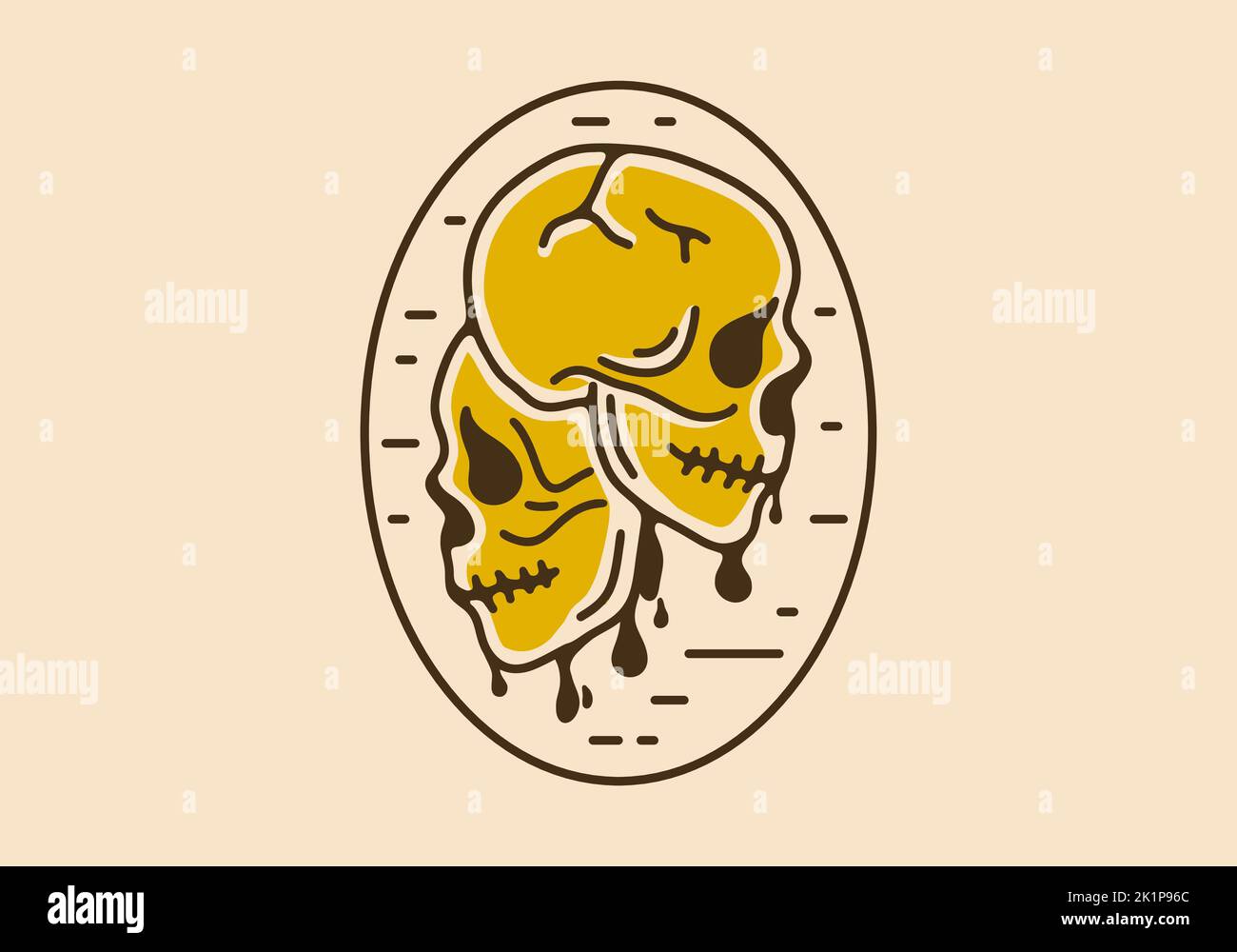 Two skull vintage retro line art design Stock Vector Image & Art - Alamy