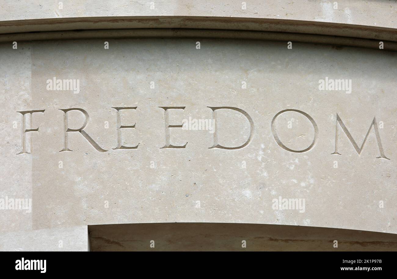 large FREEDOM text that indicates the basic concept of democracy and ...