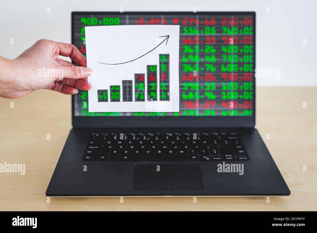 stock markets and financial investments concept, graph with positive ...