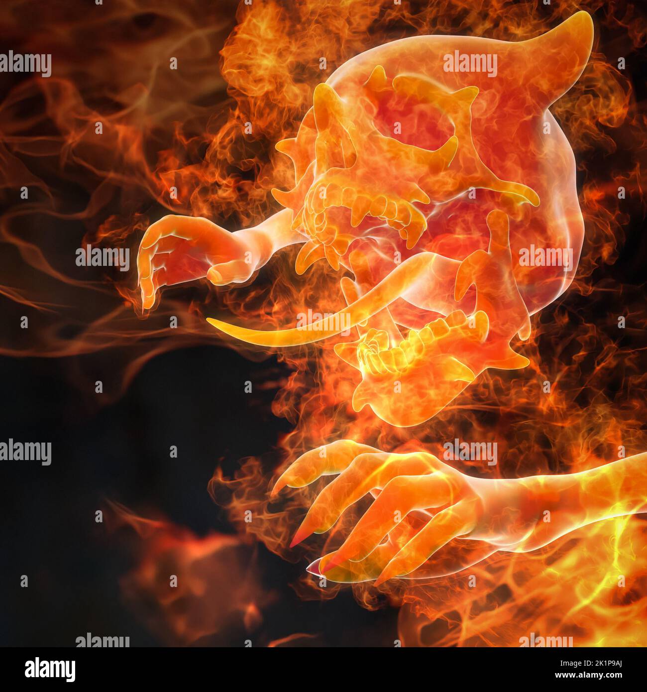 Fallen angel satan in a dark crypt - 3d rendering Stock Photo - Alamy