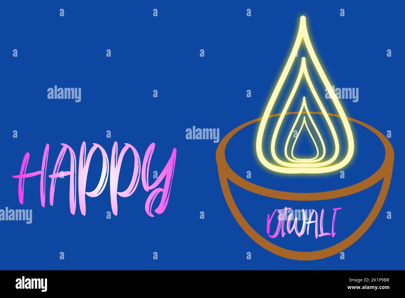 A Happy Diwali Stylish Text Letter With Diya Icon Symbol Illustration ...