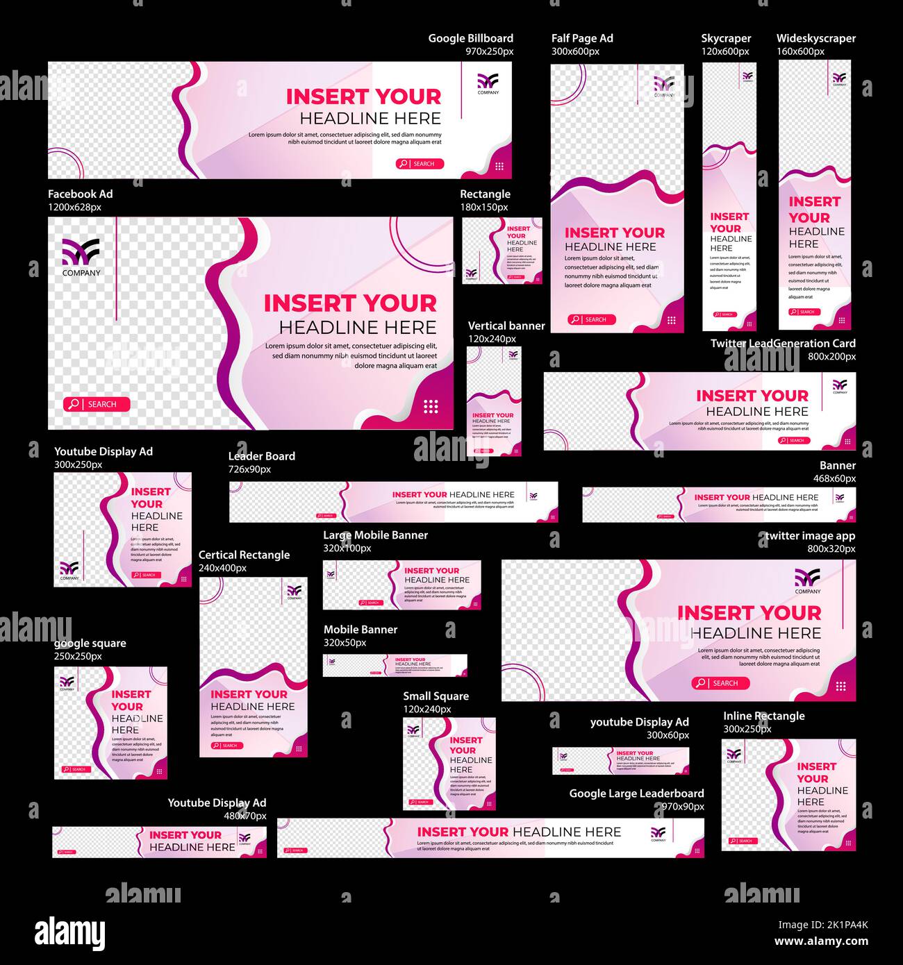 creative web banner of standard a place for photo purple gradient ...