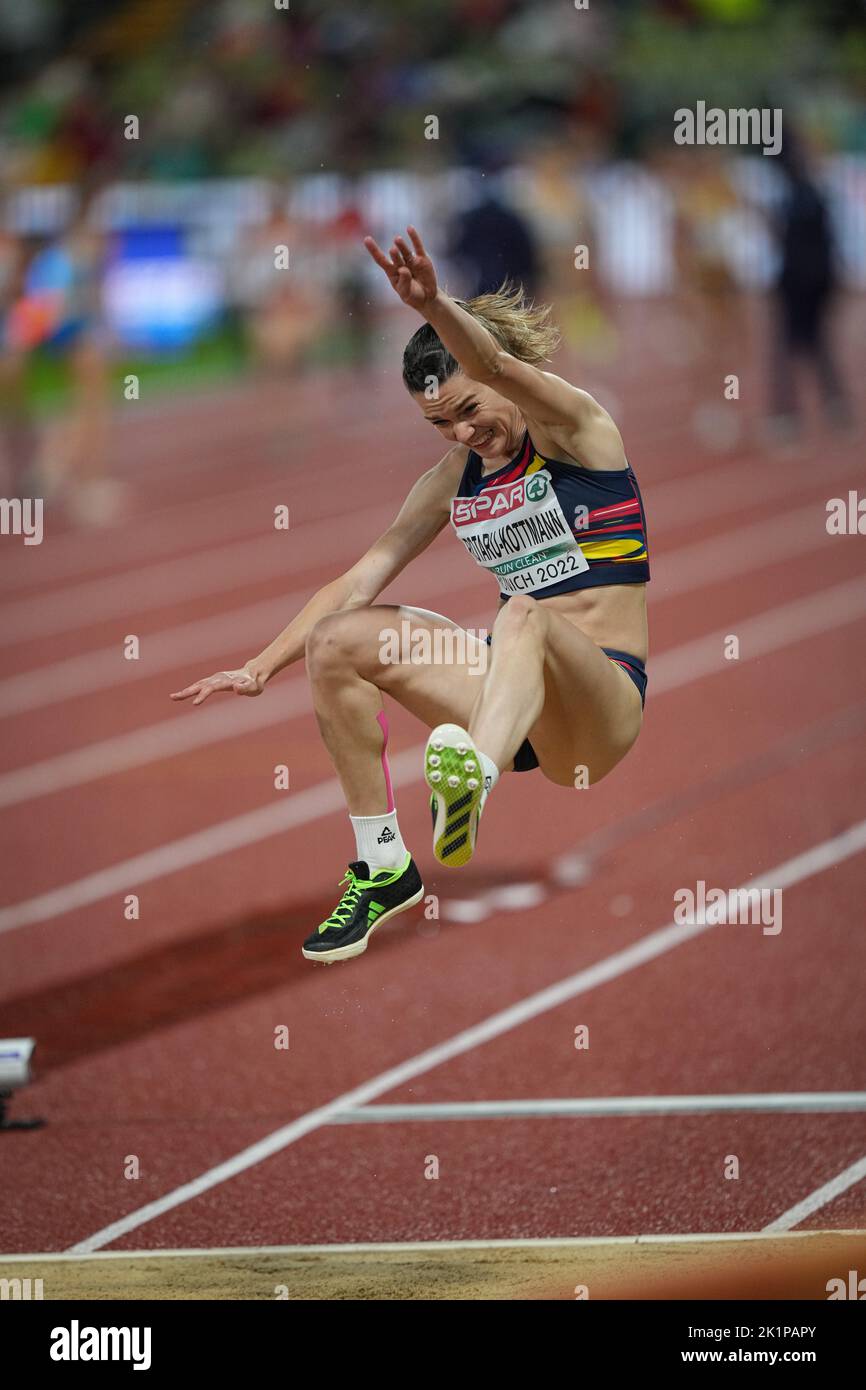 Alina Rotaru participating in the long jump of the European Athletics ...