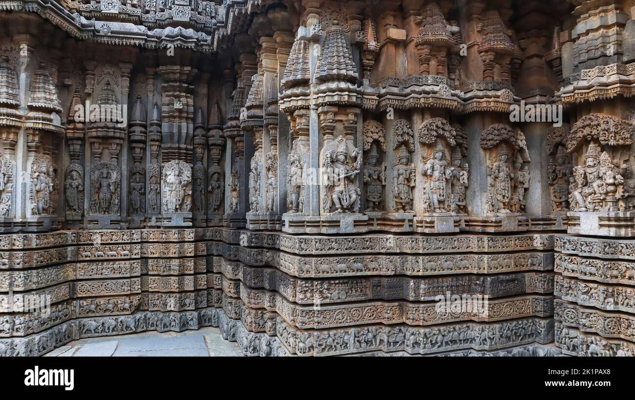 Sculptures of Hindu God, Goddess and Carvings on the Chennakeshava Temple, Somanathpura ...