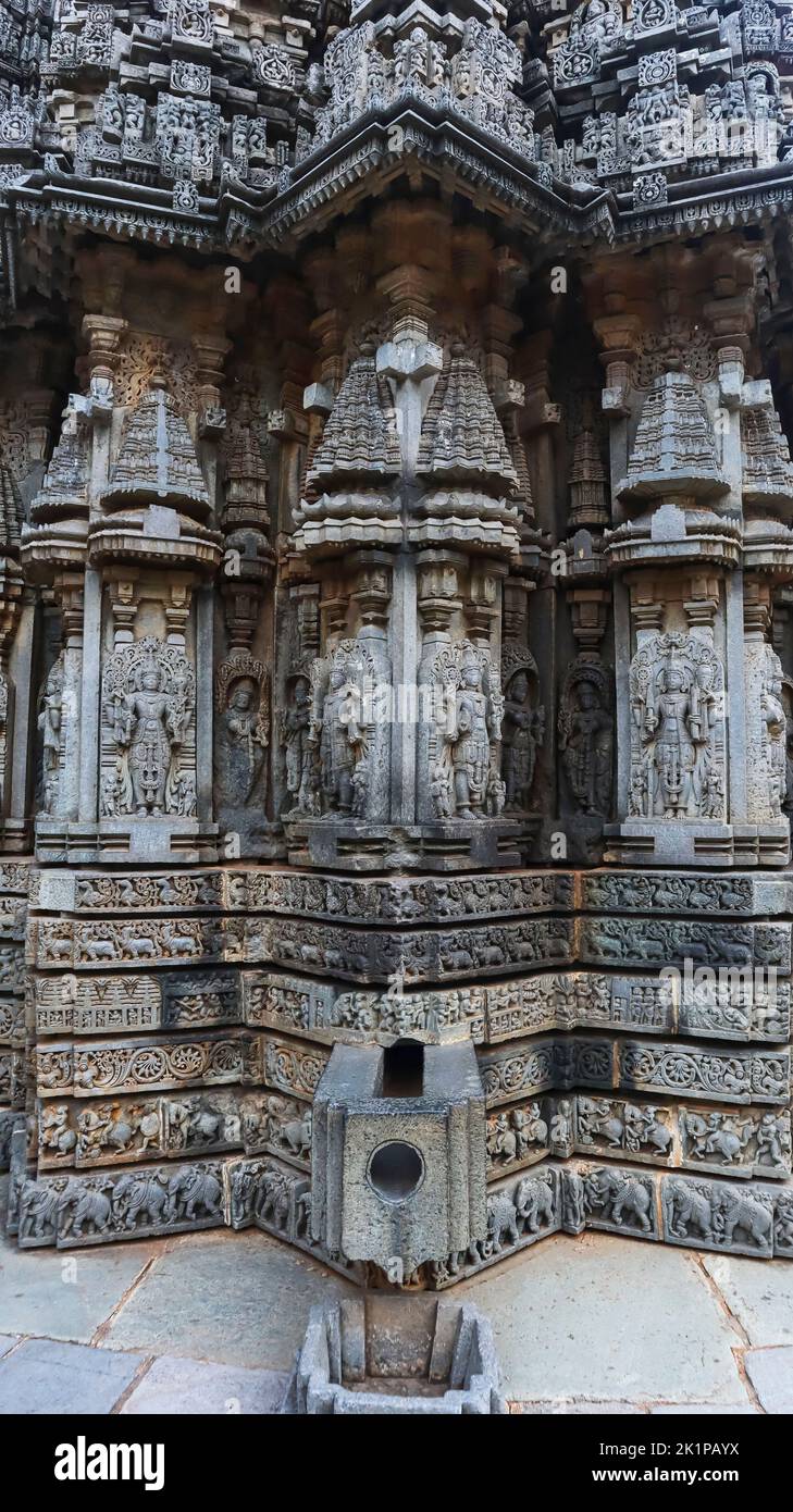 Sculptures of Hindu God, Goddess and carvings on the Chennakeshava ...