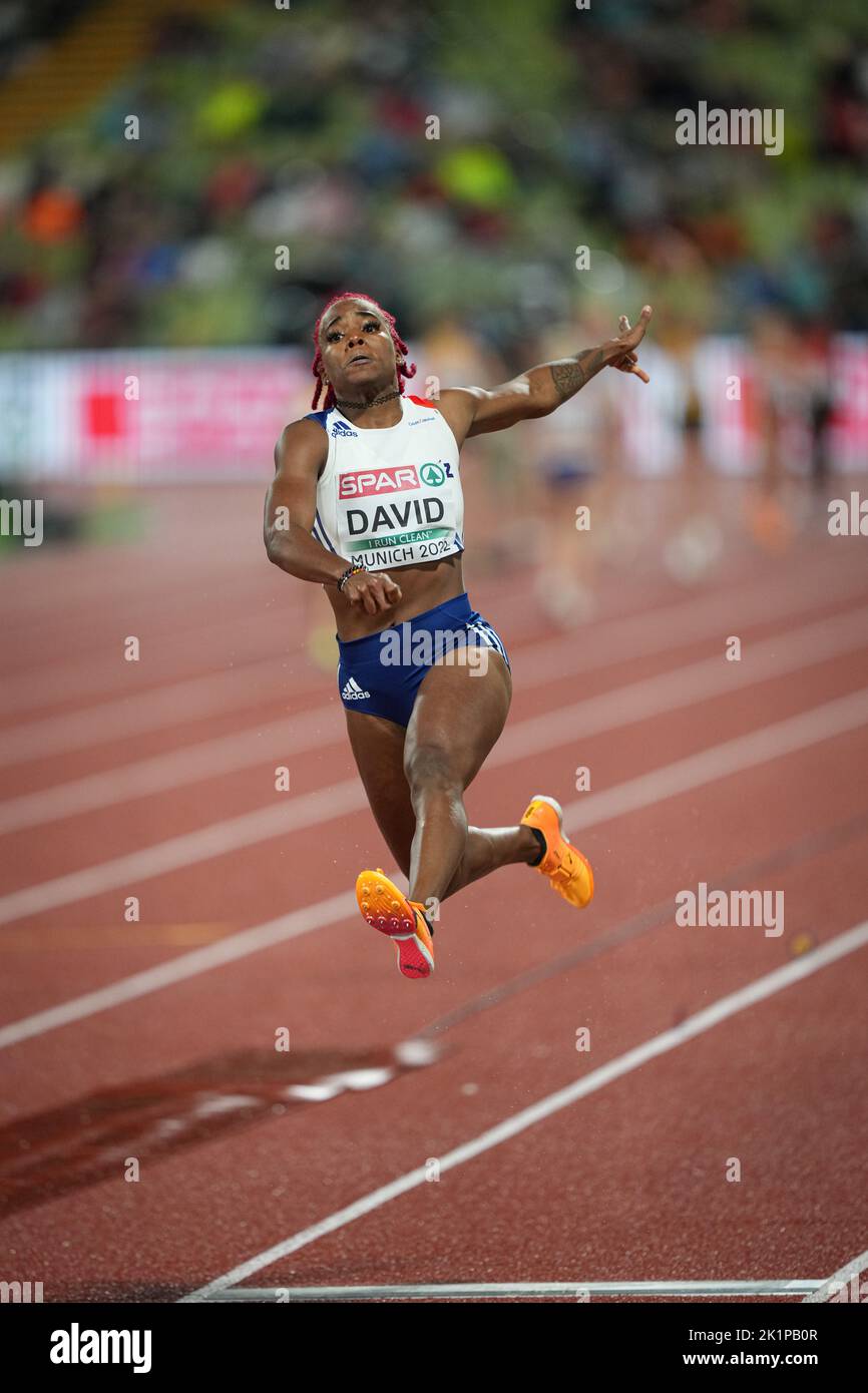 Yanis David participating in the long jump of the European Athletics ...