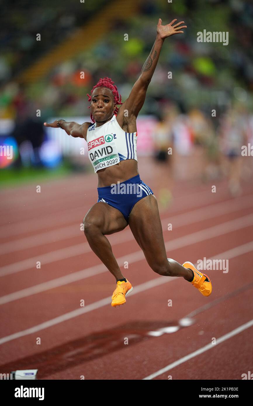 Yanis David participating in the long jump of the European Athletics ...