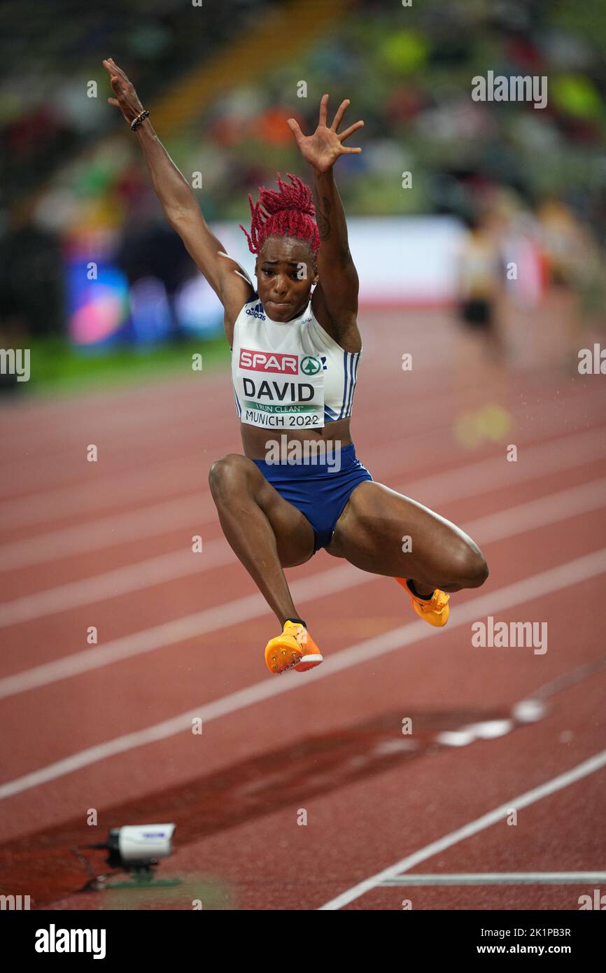 Yanis David participating in the long jump of the European Athletics ...